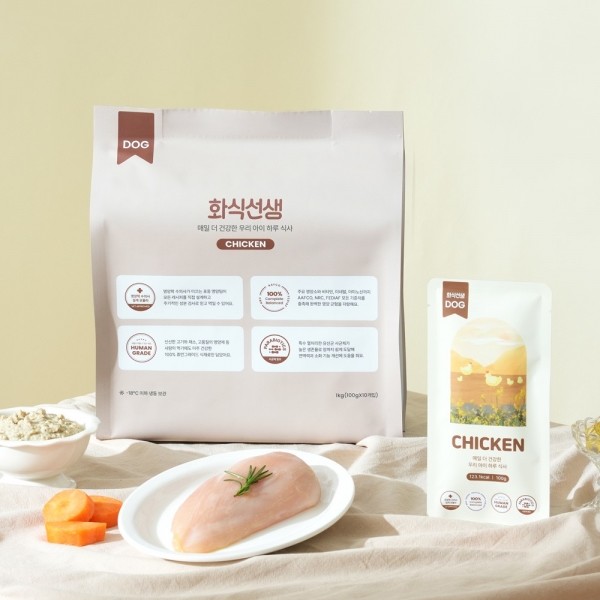 포옹 강아지용 자연식 습식사료 화식선생 닭고기 1kg (100g x 10ea) - 페오펫몰